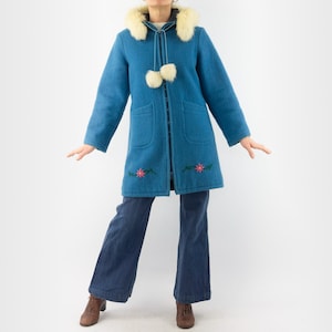 Yukon Parka | Vintage Inuit Coat | 1970s | Blue Wool/floral Embroidery ...
