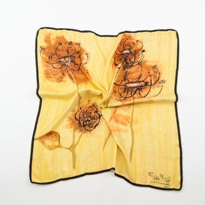 Maggy Rouff Paris Vintage Silk Scarf 1970s Square Scarf With Floral ...