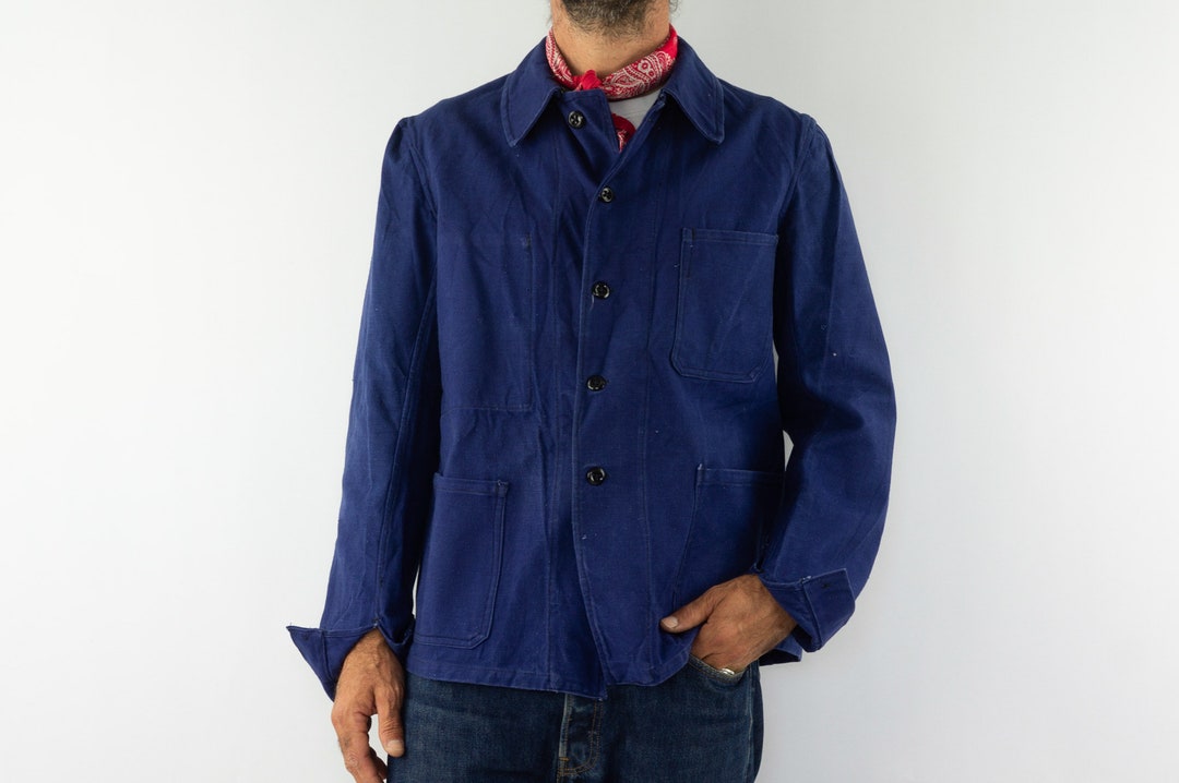 PTT Postal Service Vintage Chore Work Jacket 1950s Workwear Bleu De ...