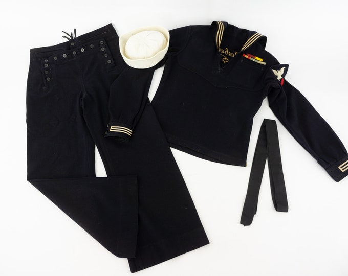 US Navy Uniform Vintage 1940s | 4 Piece Set Melton Wool Navy Blue ...