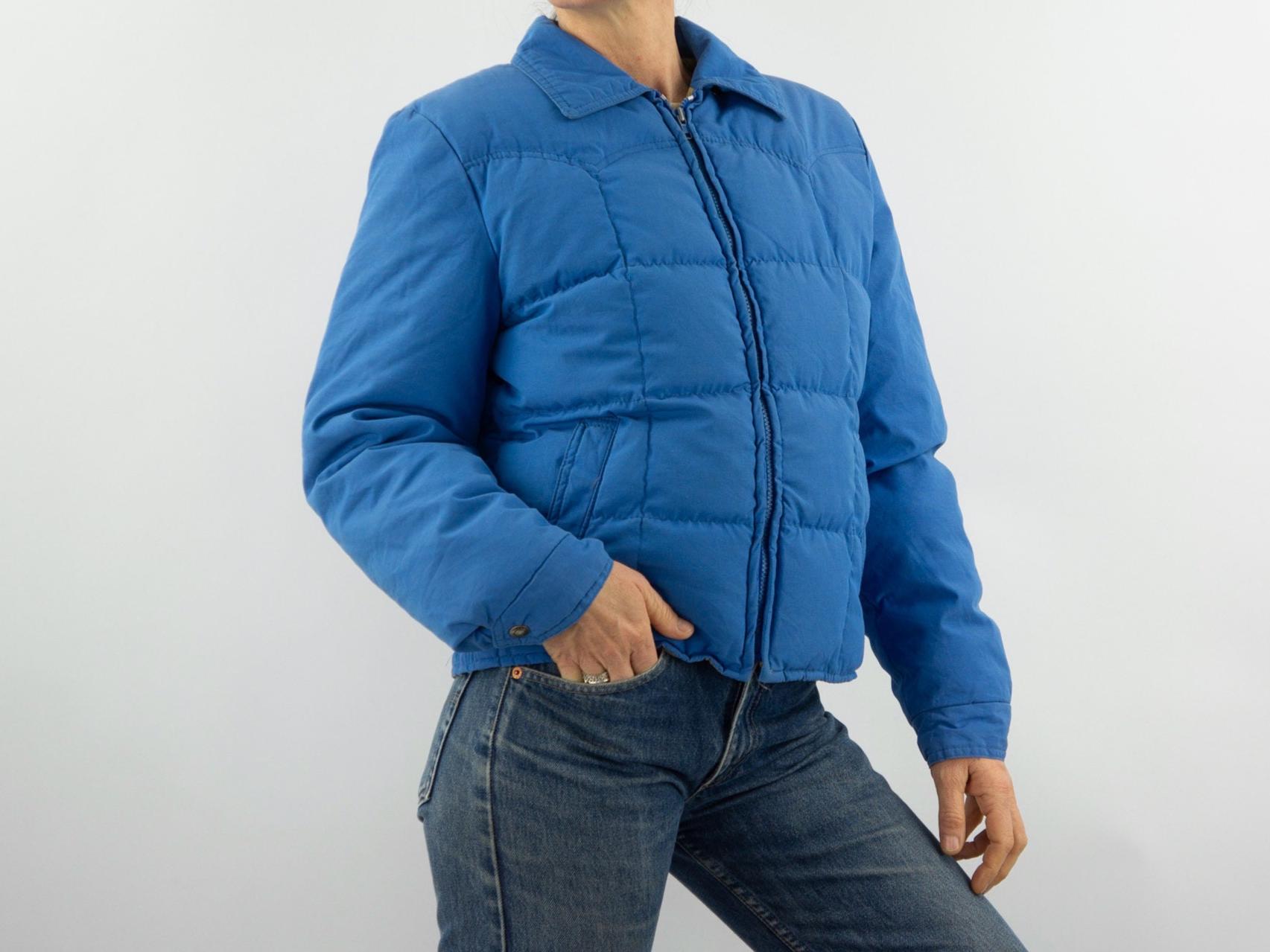 Schott NYC Goose Down Vintage Puffer 1980s | Blue Short Quilted Snow ...