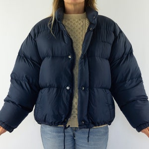 Naf Naf Vintage Down Jacket 1990s Oversize Blue Puffer Jacket Short ...