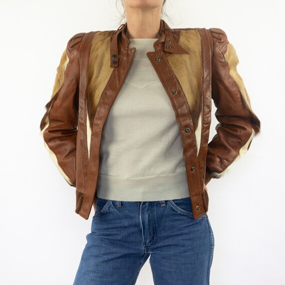 Vintage Patchwork Jacket | 1980s | Natural Fur/Leathe… - Gem
