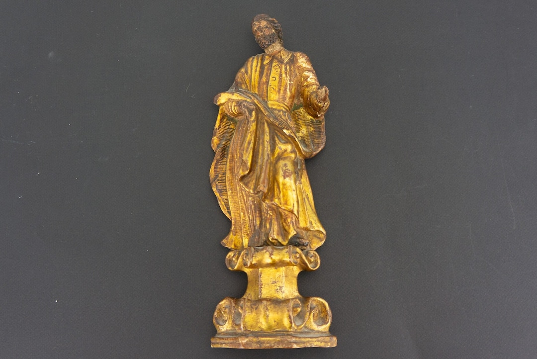 Antique Religious Saint Martin Statue | 18th Century Gilded Wood ...