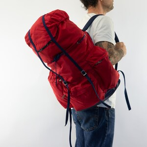 Vintage Backpack 1980s Hiking Bag Red/blue Nylon Rucksack Mountain Bag ...