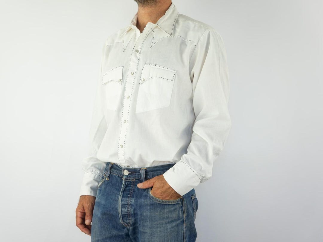 Rockmount | Vintage Western Shirt | 1990s | White Cowboy Shirt/black ...