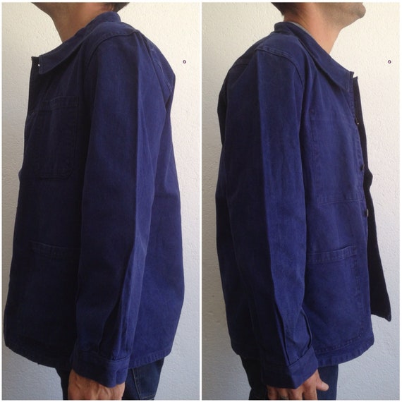 French Vintage Workwear | 1980s | Blue Worker Jacket … - Gem