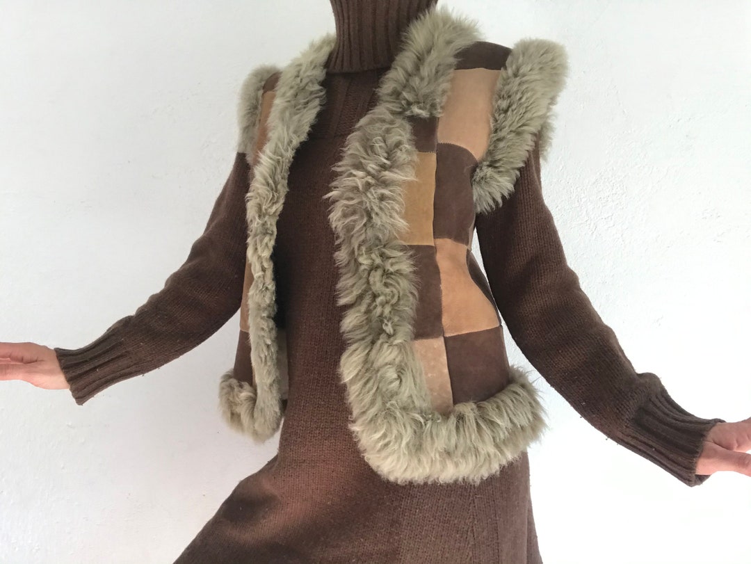 Vintage Shearling Vest | 1970s | Waistcoat/vest Sheepskin | Patchwork ...