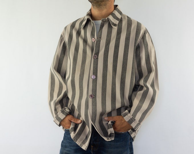 Vintage Prison Stripe Jacket 1970s Prisoner Jacket Prison Stripe Heavy ...