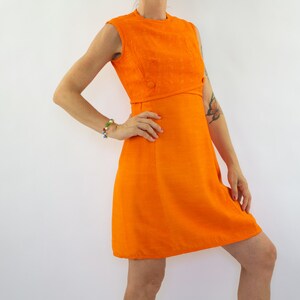 Vintage Trapeze Dress | 1970s | Orange Shift Dress | Floral A-line ...