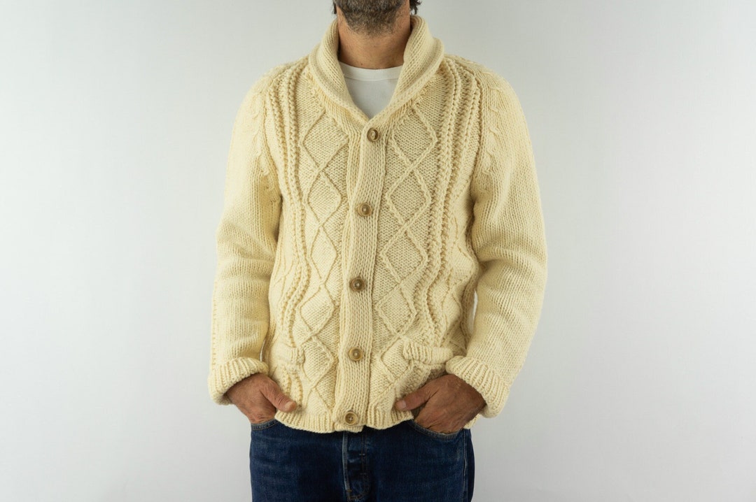 Vintage Fisherman Cable Knit Cardigan | 1980s | Hand Knitted | 100% ...