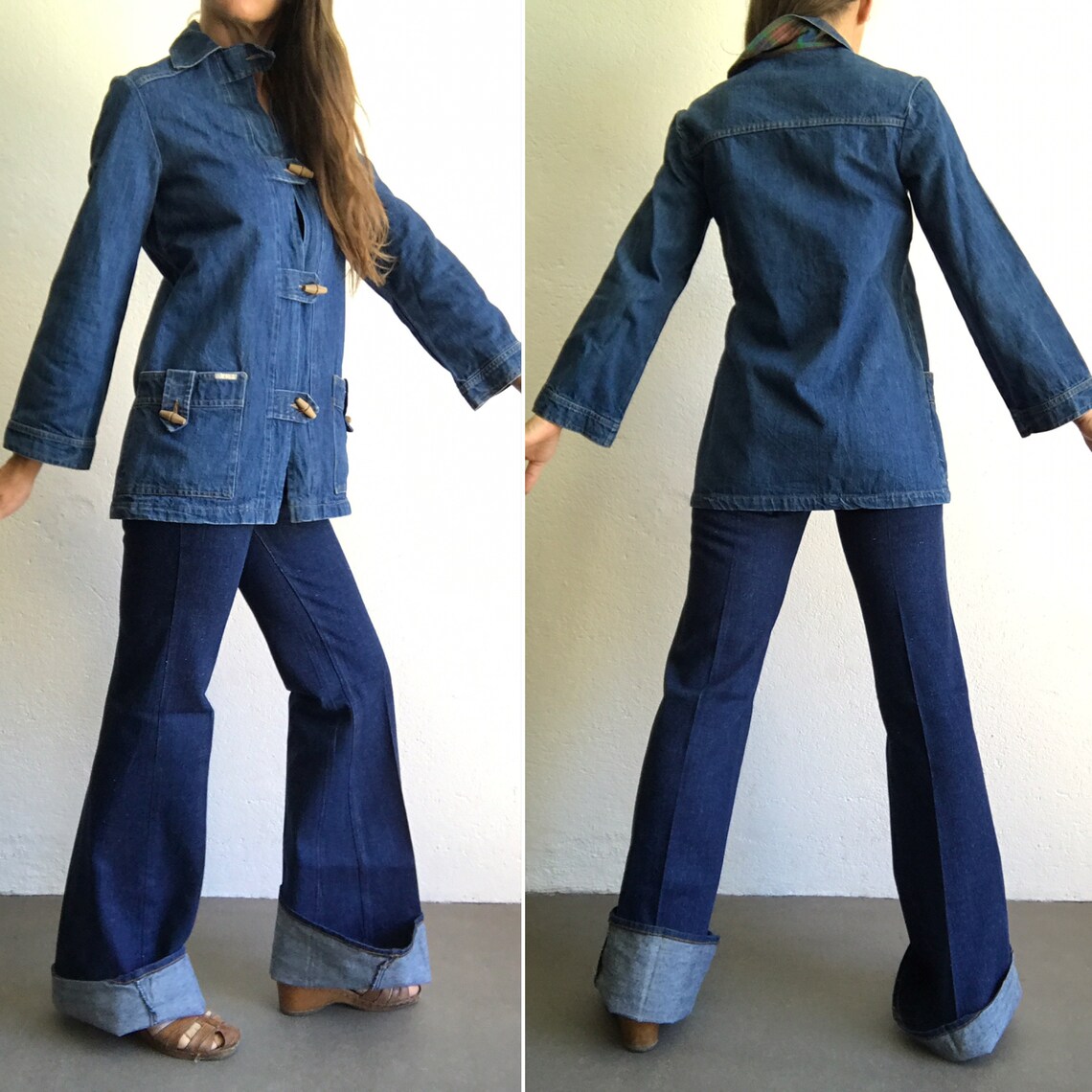 Vintage Toggle Shirt 1970s Denim Jacket With Wood Toggles - Etsy