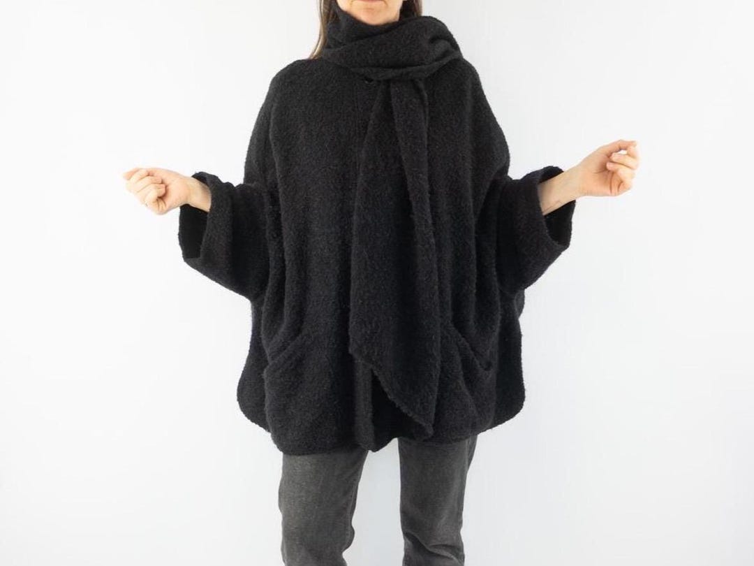Thierry Mugler Vintage Wool Coat 1980s | Short Black Knit Jacket ...