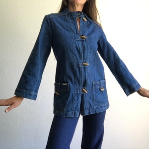 Vintage Toggle Shirt | 1970s | Denim Jacket With Wood Toggles | Boho ...