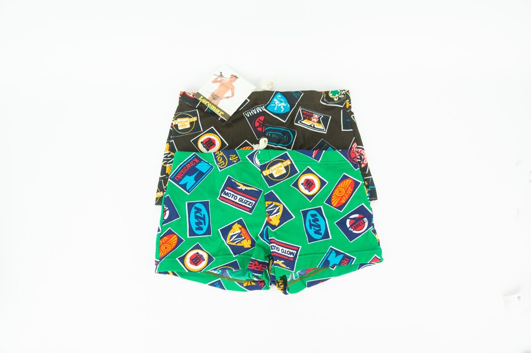 Vintage Men's Swimwear | 1970s | Swim Brief With Motorcycle Brands ...
