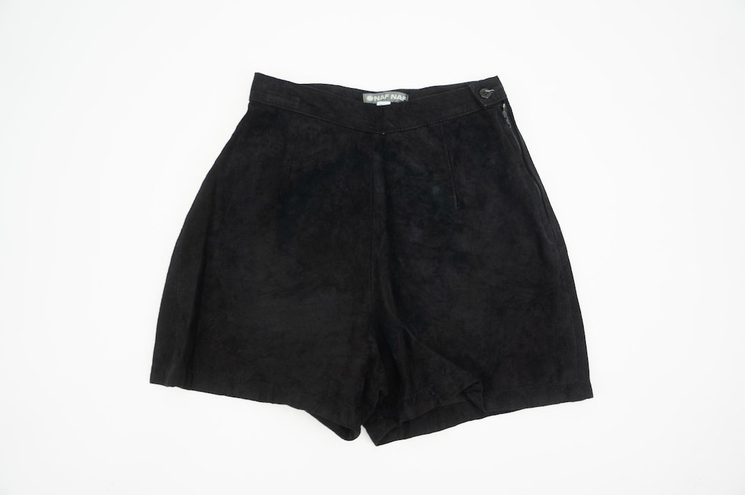 Vintage Naf Naf Black Suede Shorts 1980s | High Waist Bermuda Skorts ...