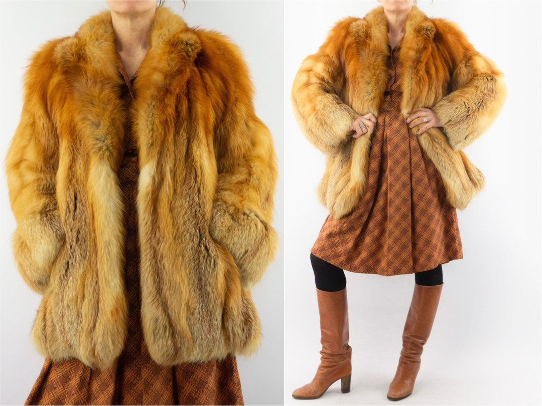 Vintage Fur Jacket 1980s Light Brown Jacket Real Fur Coat Fluffy Jacket ...