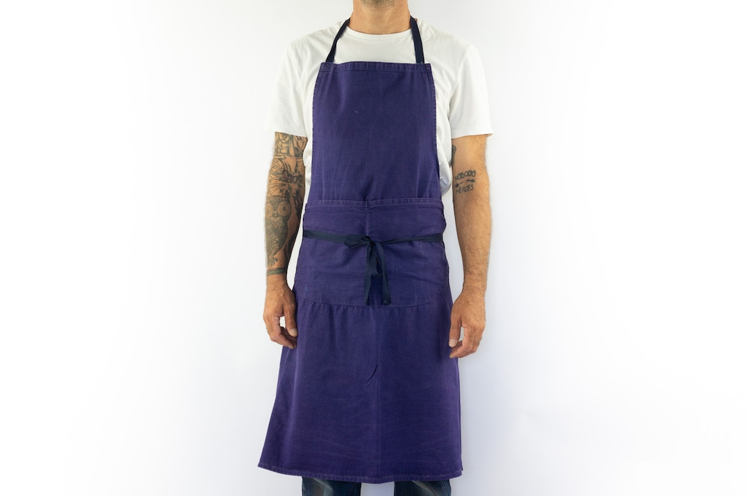 Vintage Apron | 1970s | Indigo Blue | Workwear | Front Patch Pocket ...