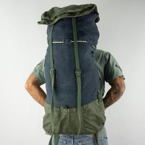 Vintage Military Backpack 1980s French Army Rucksack Canvas/leatherette ...