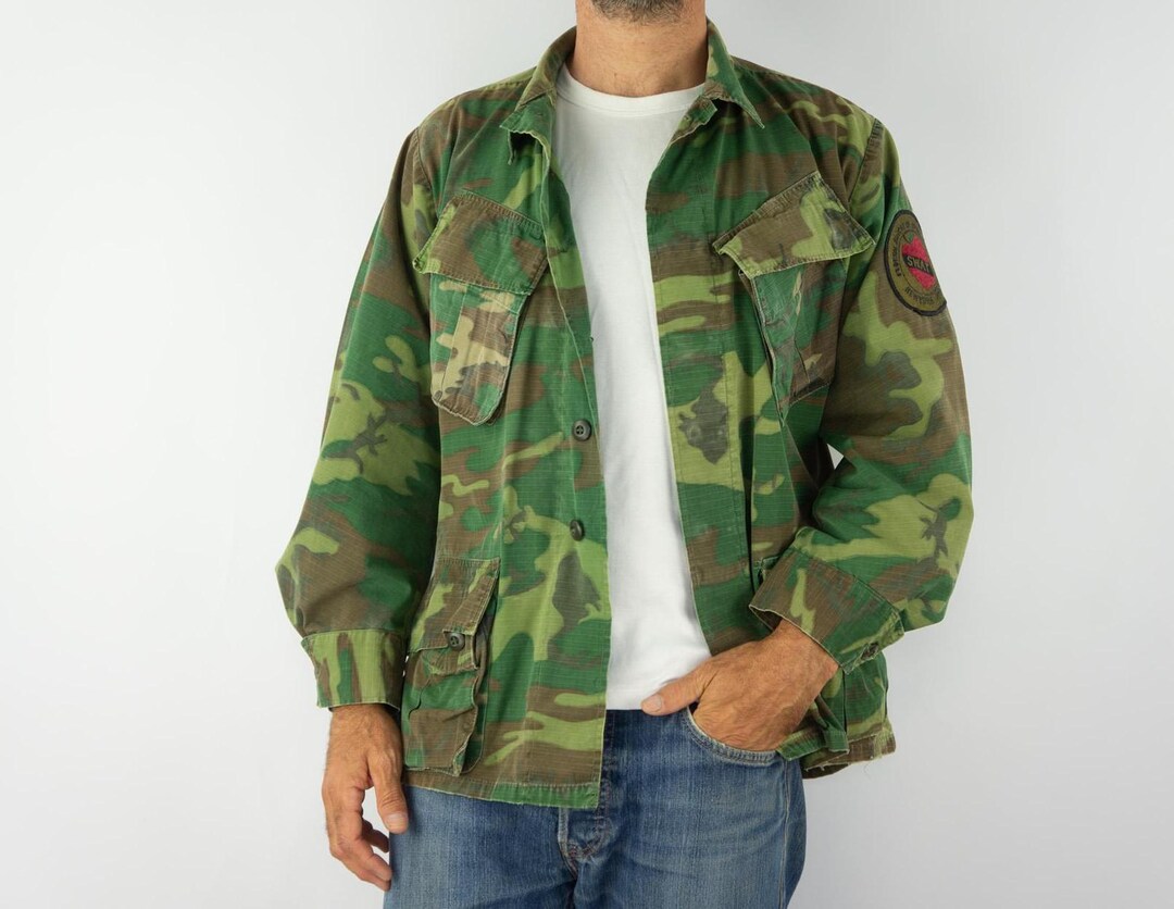 Vintage U.S. Army Tropical Combat Jacket 1960s | Camo Ripstop | Jungle ...