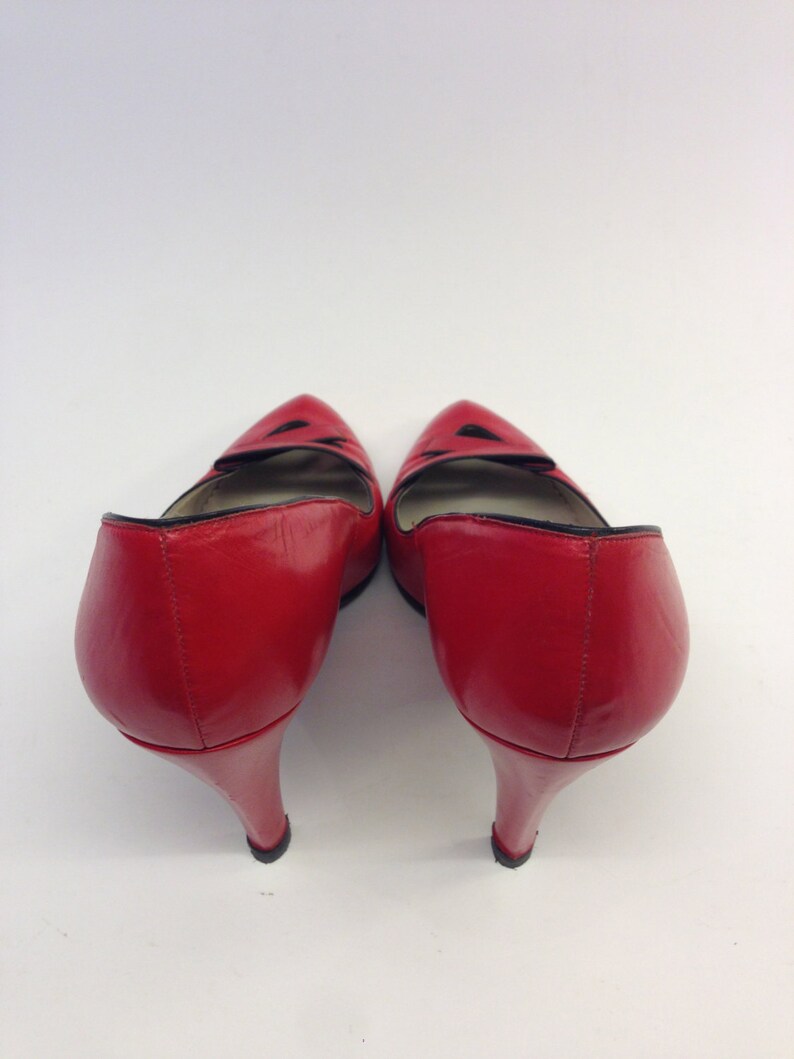 Charles Jourdan Vintage Pumps 1980s Red/black High Heels - Etsy
