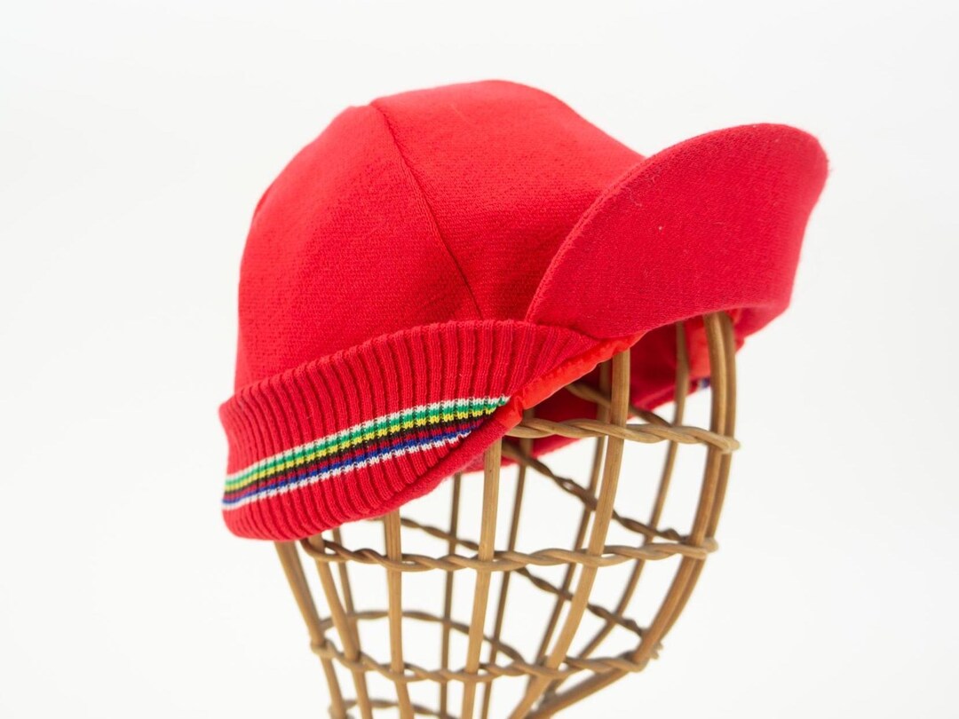 Vintage Cycling Cap 1980s | Red Reversible Knit & Waterproof Nylon ...
