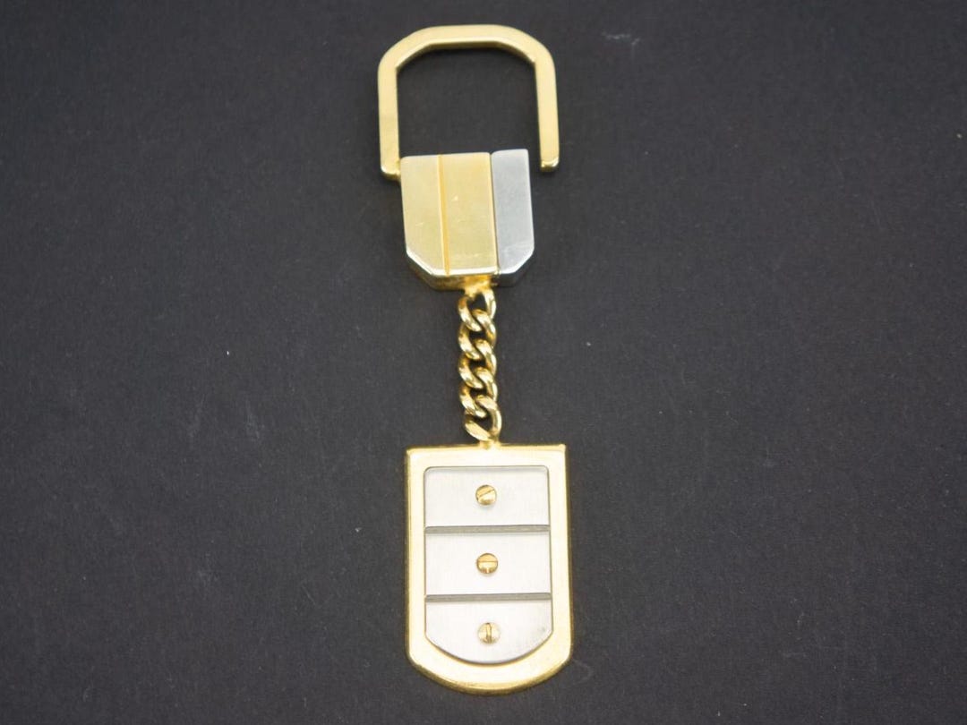 Lancel Vintage Keychain 1980s | Gold Silver Metal Coat of Arms Chain ...