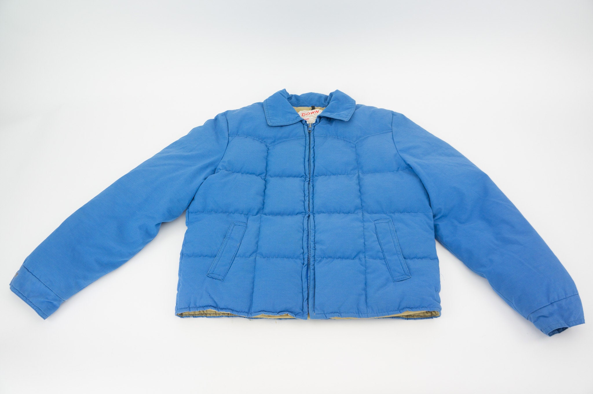 Schott NYC Goose Down Vintage Puffer 1980s | Blue Short Quilted Snow ...