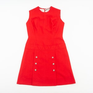Vintage A-line Dress 1960s Red Mod Dress Trapeze Dress With Buttons ...