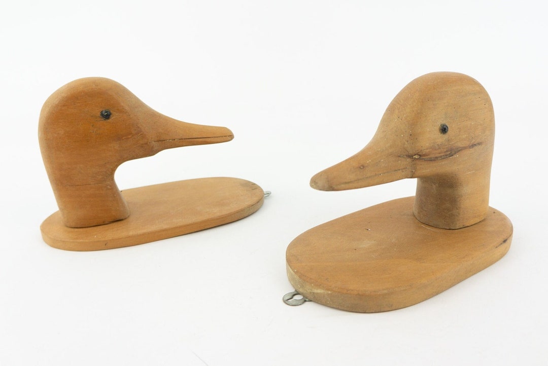 Pair of Vintage Coat Racks 1970s Wall Coat Rack Wooden Hooks Duck Heads ...
