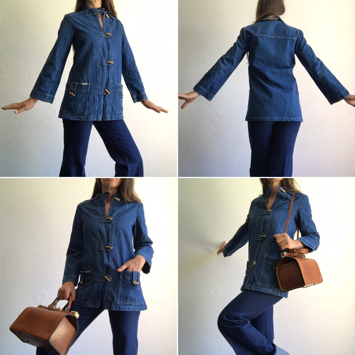 Vintage Toggle Shirt 1970s Denim Jacket With Wood Toggles - Etsy