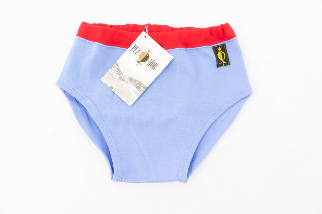 Vintage Women/girls Swimwear 1980s | Light Blue/red High Waist Swim ...