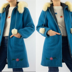 Yukon Parka | Vintage Inuit Coat | 1970s | Blue Wool/floral Embroidery ...
