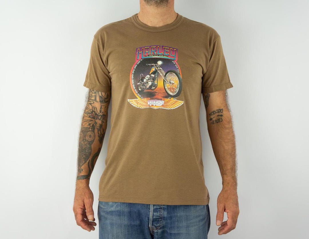 Harley Davidson Vintage T-shirt 1990s | Brown Biker Tee | HD Motorcycle ...