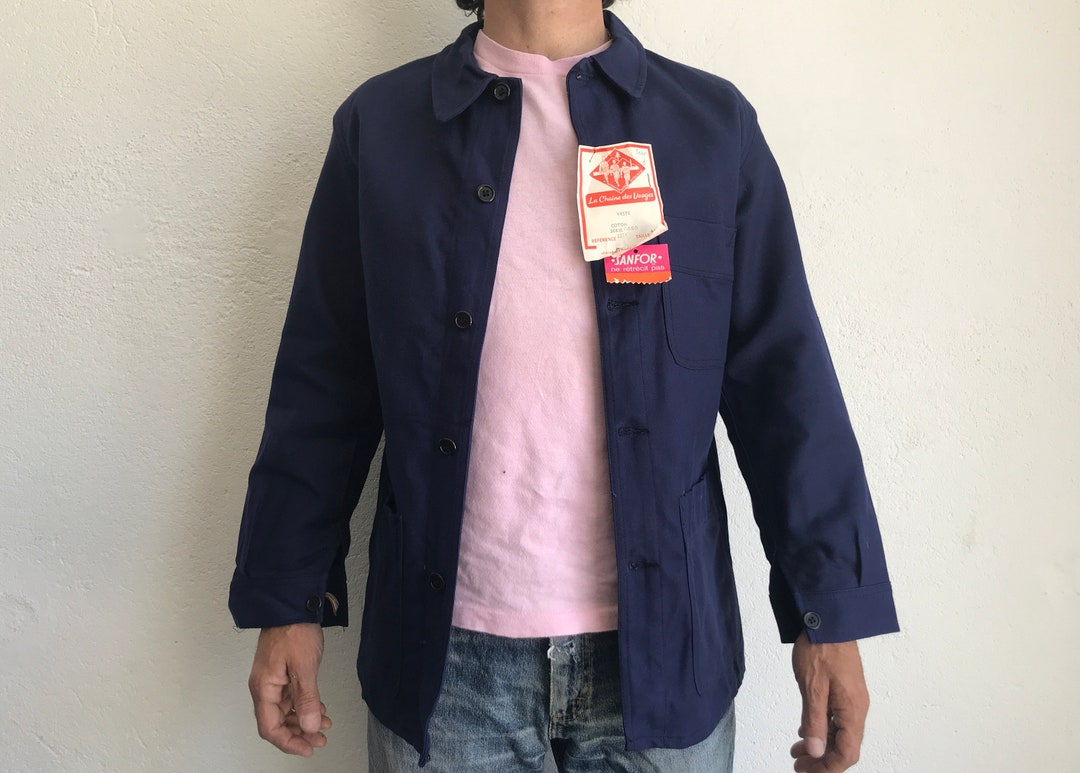 Vintage French Work Jacket 1960s | Indigo Cotton Chore Coat | France ...
