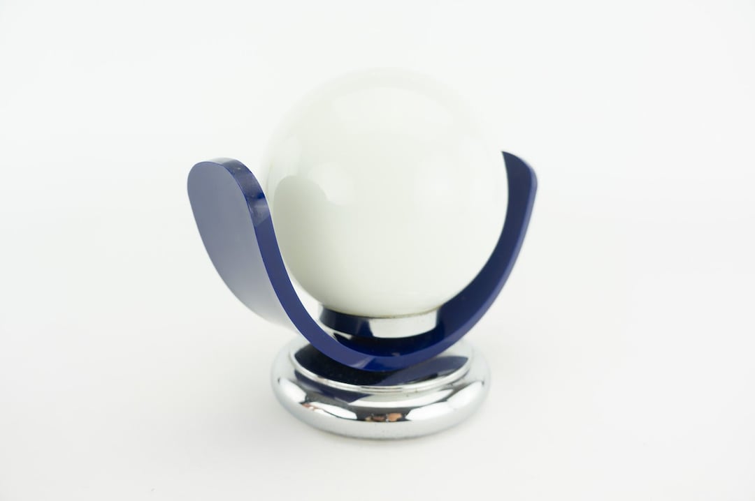 Vintage Ball Wall Lamp 1970s | Opaline Globe | Blue Plexiglass & Chrome ...