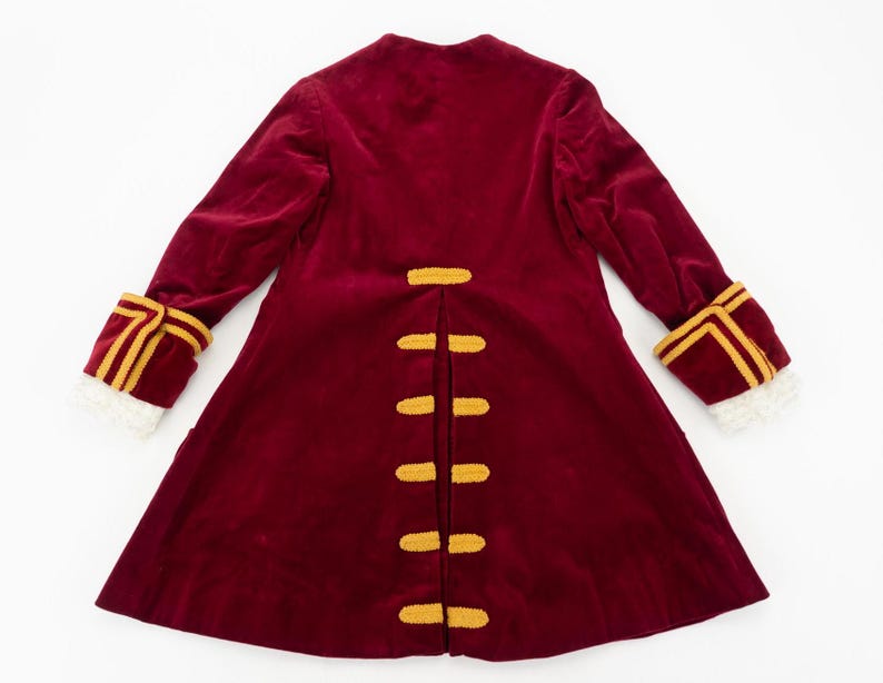 Vintage Parade Jacket 1970s | Bordeaux Velvet Theater Jacket | Gold ...