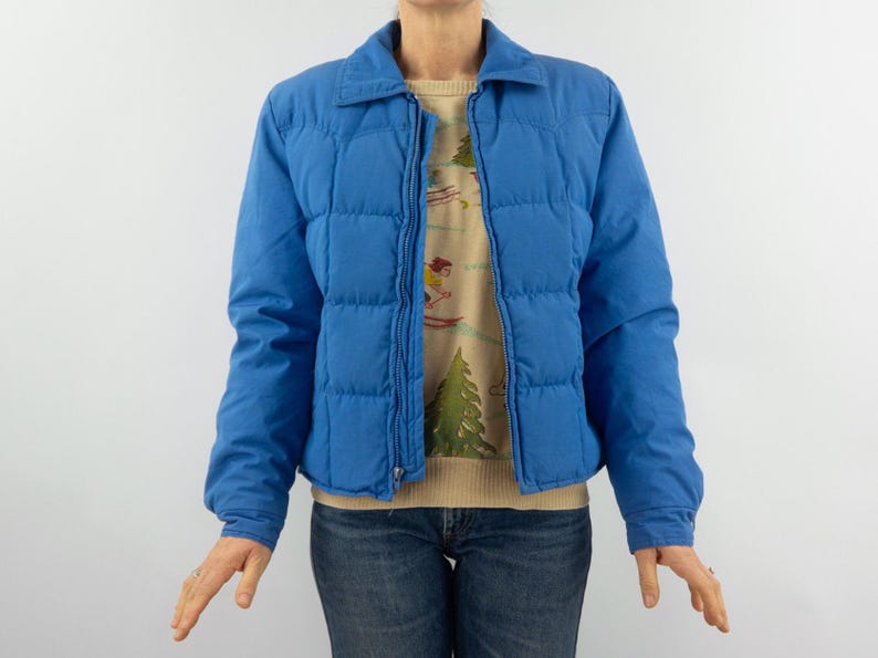 Schott NYC Goose Down Vintage Puffer 1980s | Blue Short Quilted Snow ...