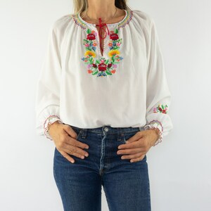 Hungarian Matyó Vintage Folklore Blouse 1970s Shirt With Floral ...