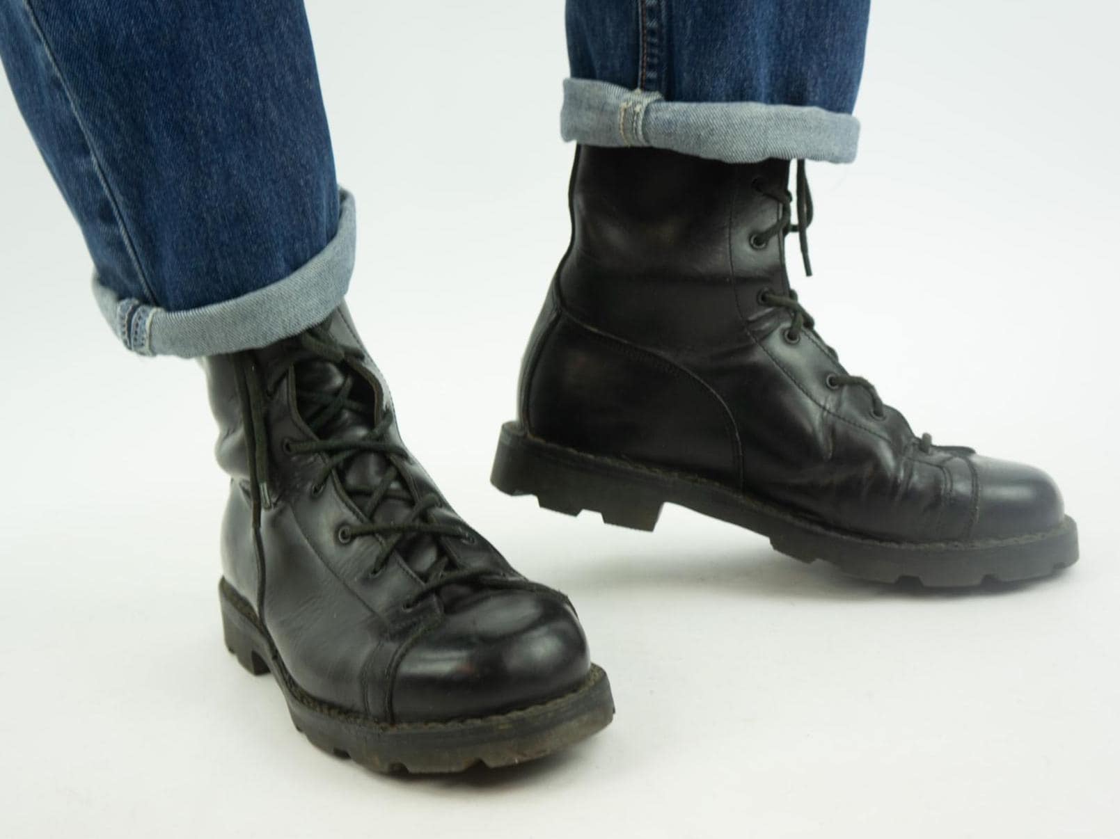 Paraboot Griff Chasse Vintage Jump Boots 1980s | Black Leather Military ...