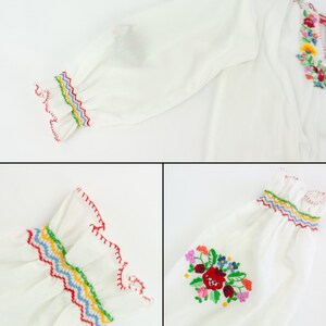 Hungarian Matyó Vintage Folklore Blouse 1970s Shirt With Floral ...