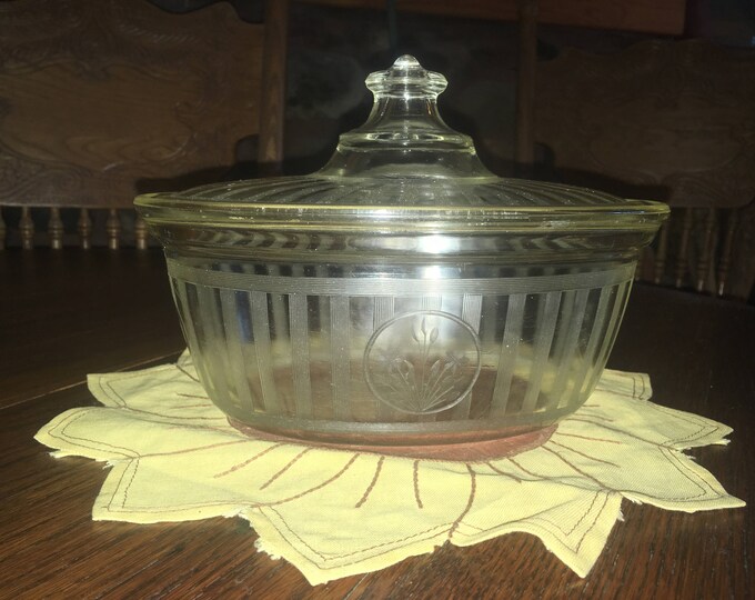 Vintage Pyrex Clear Etched Casserole - Etsy