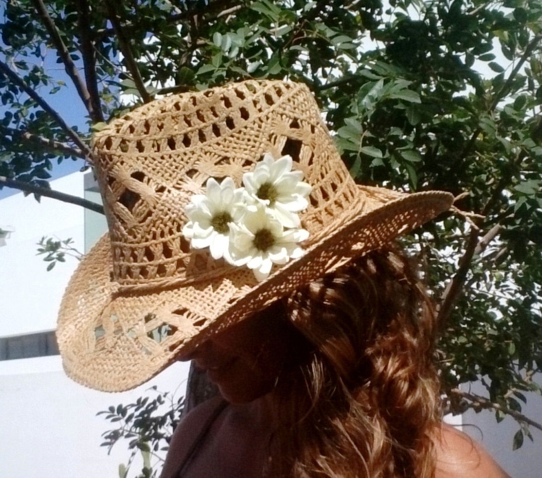 Flower Cowgirl Hats, Cowboy Hat for Women, Personalized Hats ...