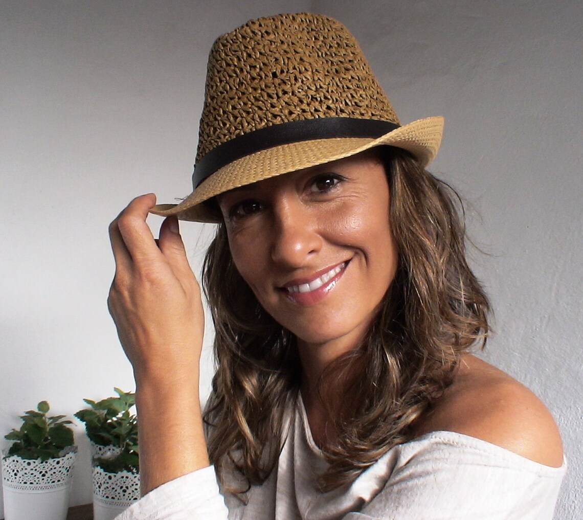 Fedora Beach Hat Fedora Hats for Women Straw Hat Brown Hat - Etsy
