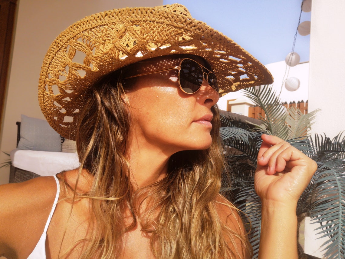 Boho cowboy hats for women bohemian cowgirl straw hat | Etsy