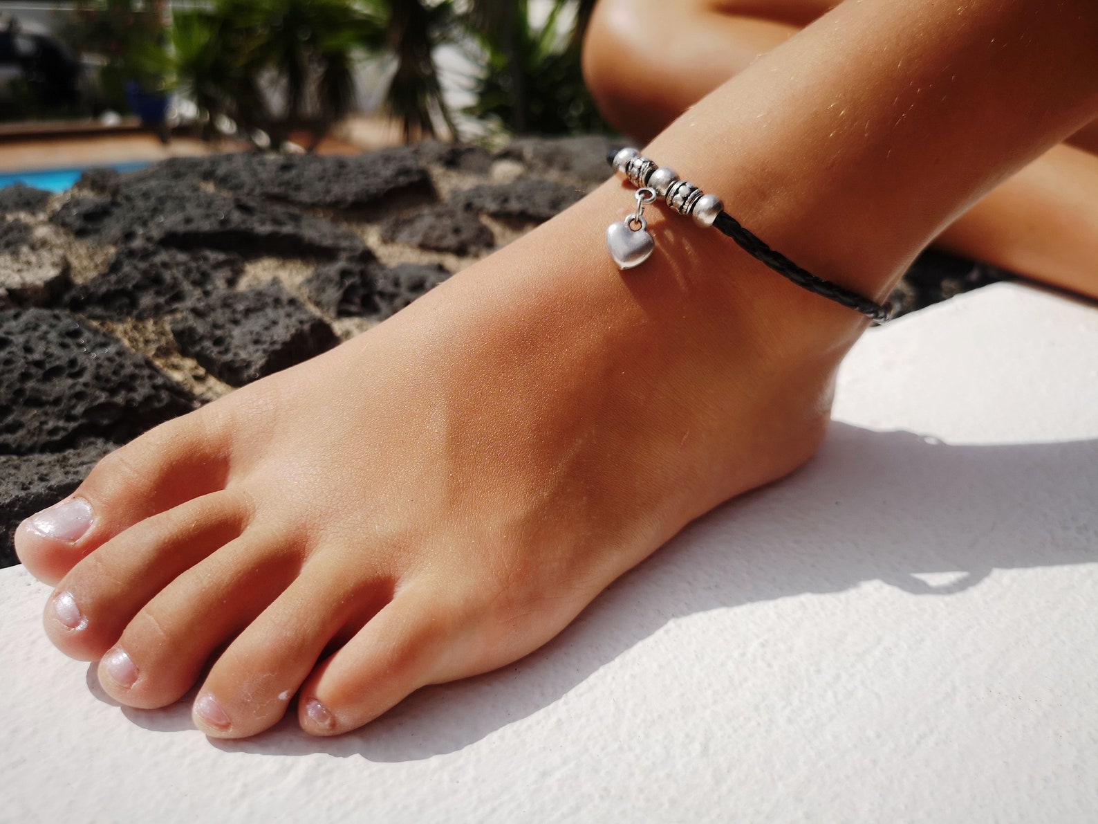 Personalized Anklet Festival Style Boho Jewelry Silver Heart - Etsy