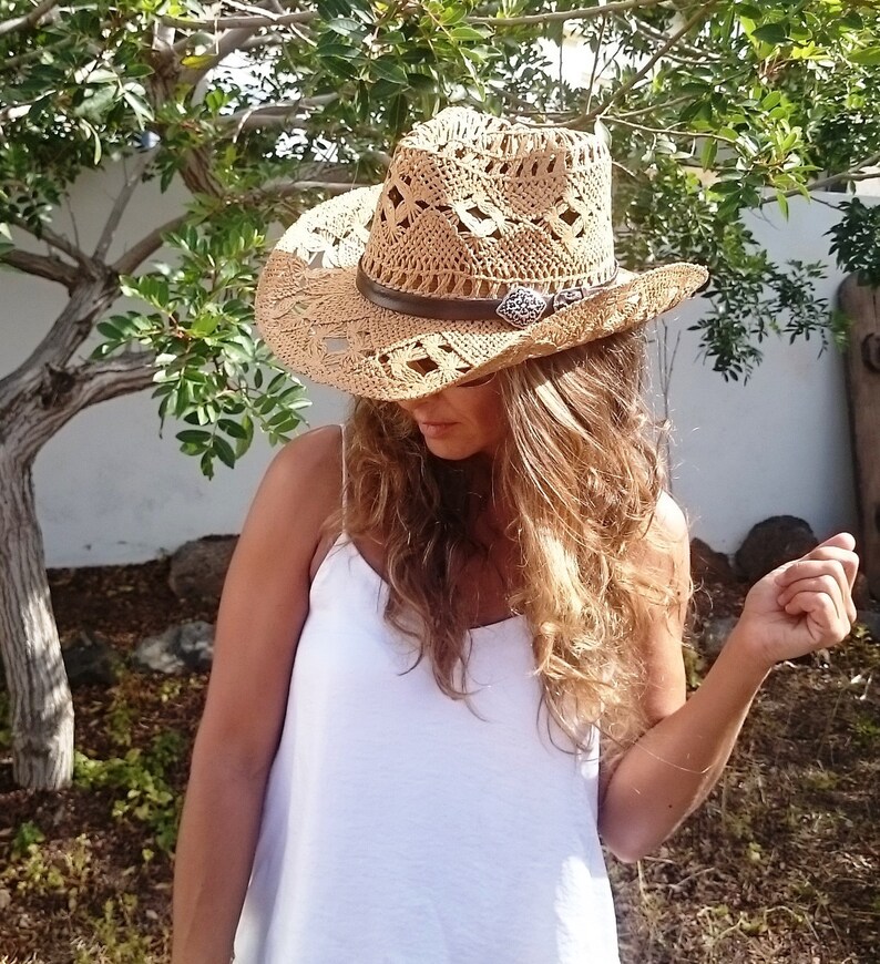 Boho Cowboy Hats for Women Bohemian Cowgirl Straw Hat - Etsy UK