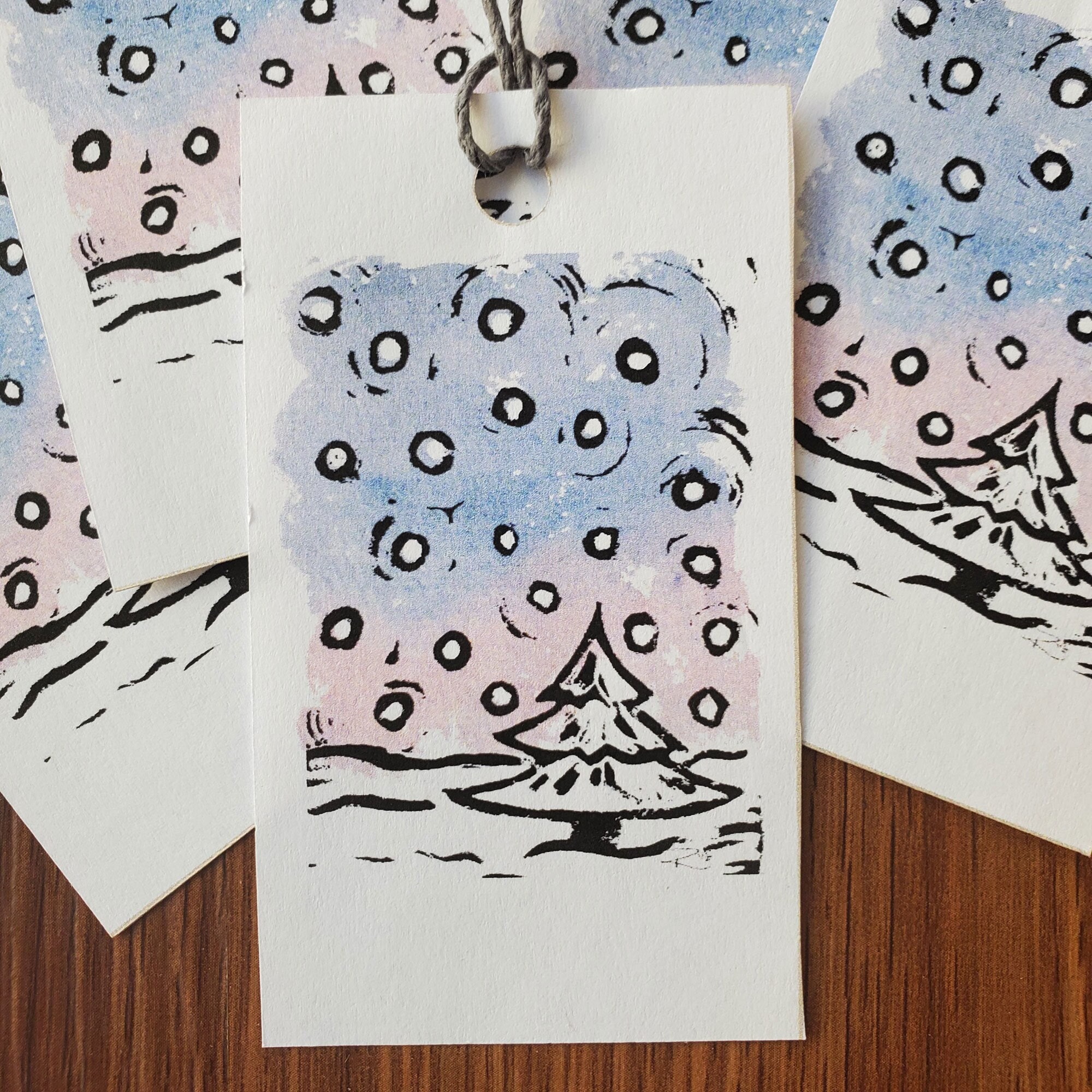 Printable DIY Gift Tags -- Snowy Trees - Etsy