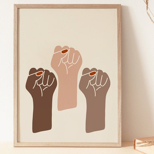 Abstract Hands Art Print Black Girl Poster Stay Together | Etsy