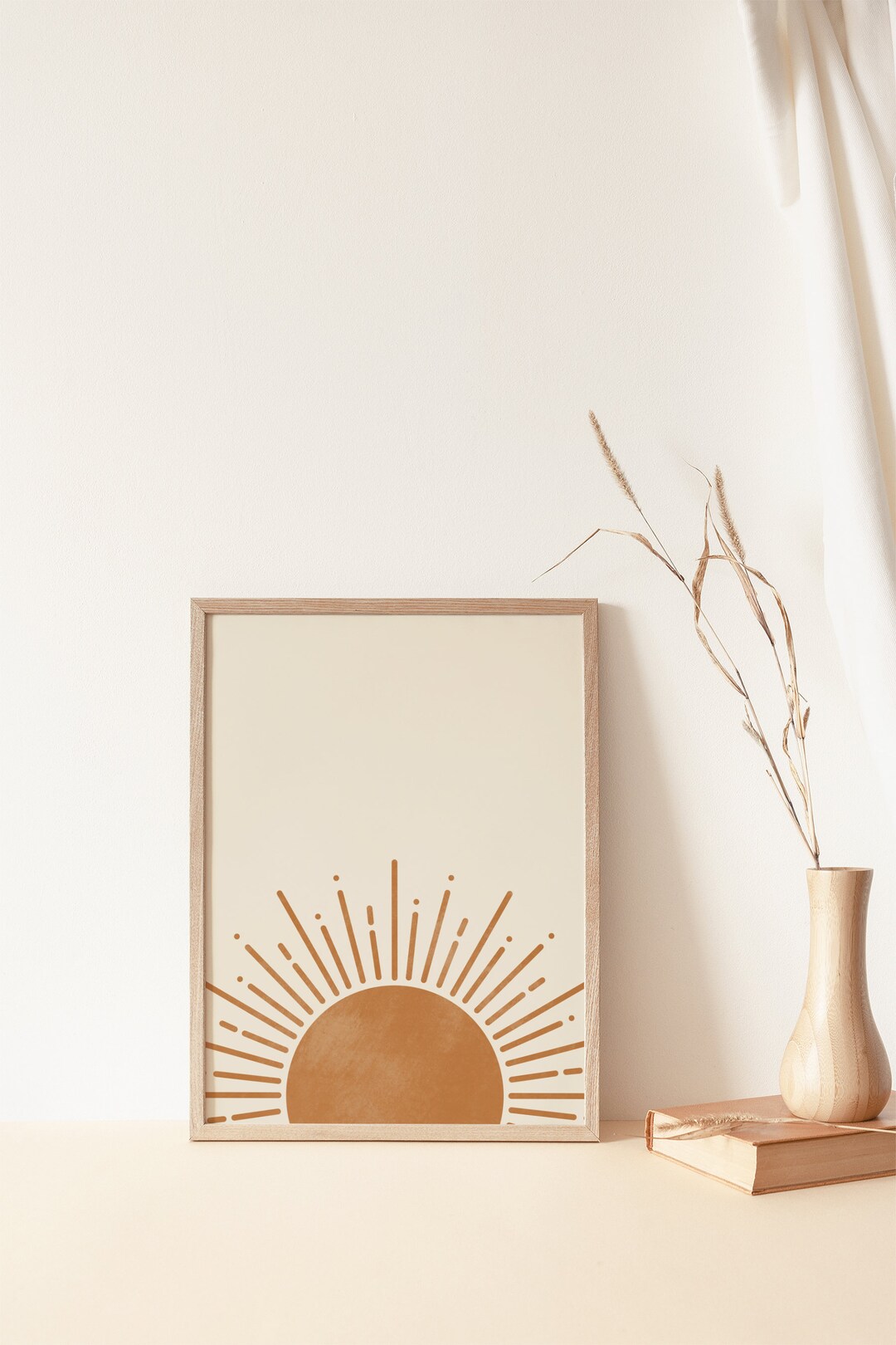 INSTANT DOWNLOAD, Boho Sun Print, Sunset Bohemian Wall Art, Mid Century ...